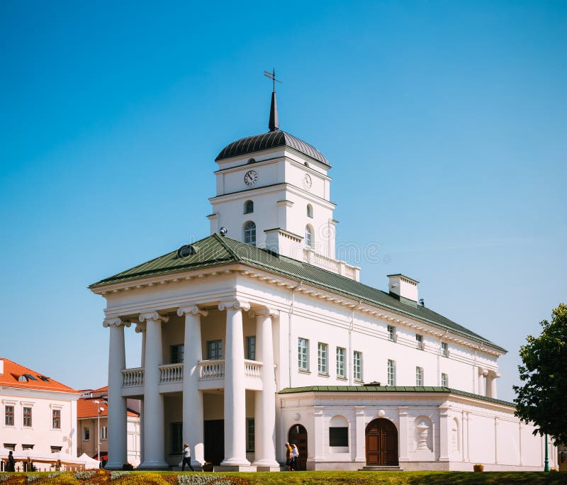 White Building Old City Hall in Minsk, Belarus Stock Image - Image of ...