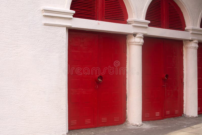 White Building with Red Doors in Tbilisi, Georgia Stock Photo - Image ...