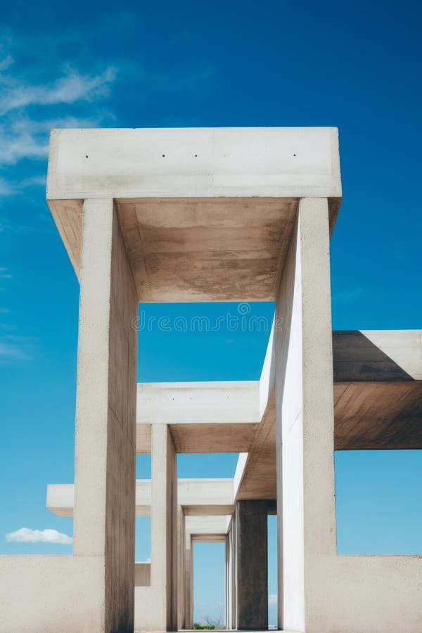 White Building with Sky Background and Bench Underneath it. Generative ...