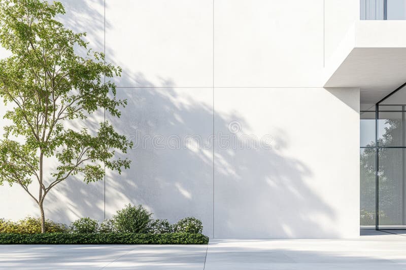 A White Building with a Tree in Front of it Stock Illustration ...