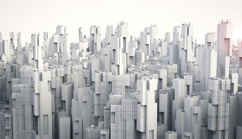 White Buildings on White Background Stock Illustration - Illustration ...