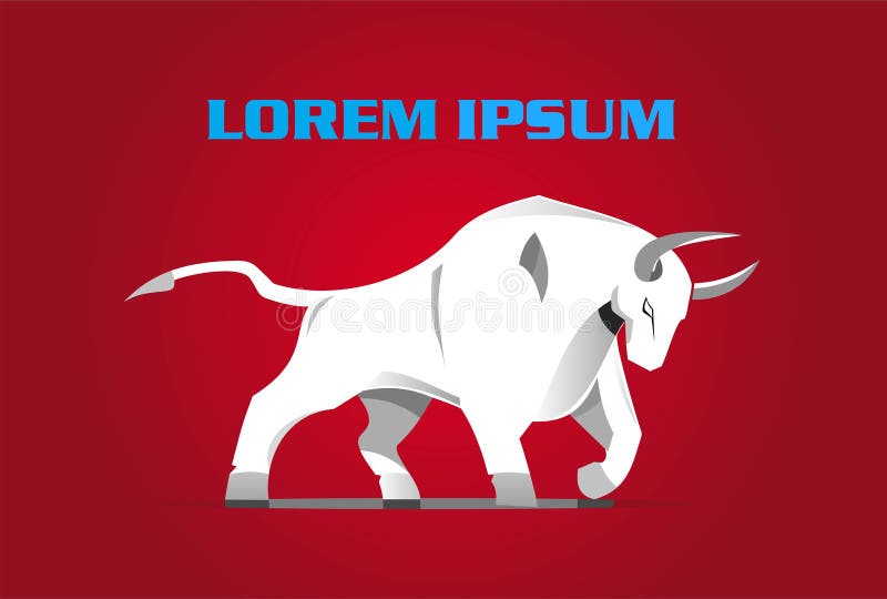 White Bull on a Black Background. Farm Animal. Zodiac Sign Stock Vector ...