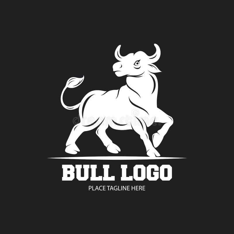 White Bull Icon on a Black Background Stock Vector - Illustration of ...
