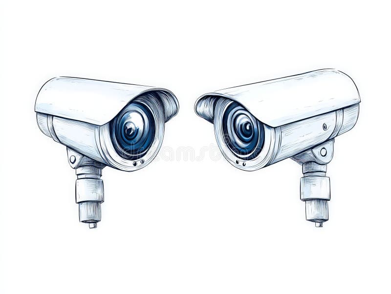 White Bullet CCTV Cameras Mounted with Symmetrical Composition ...