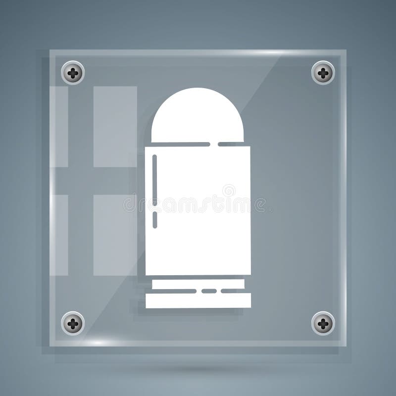 White Bullet Icon Isolated on Grey Background. Square Glass Panels ...