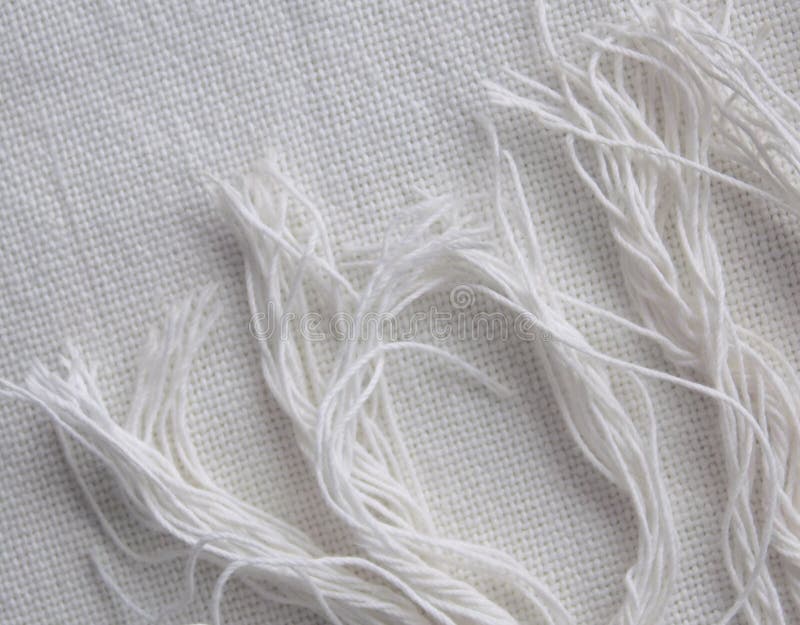 White Bundles of Threads on White Canvas Close Up Stock Photo - Image ...