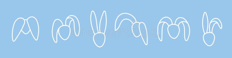 White Bunnies Set. Rabbit Animal Heads. Faceless. Happy Easter. Vector ...