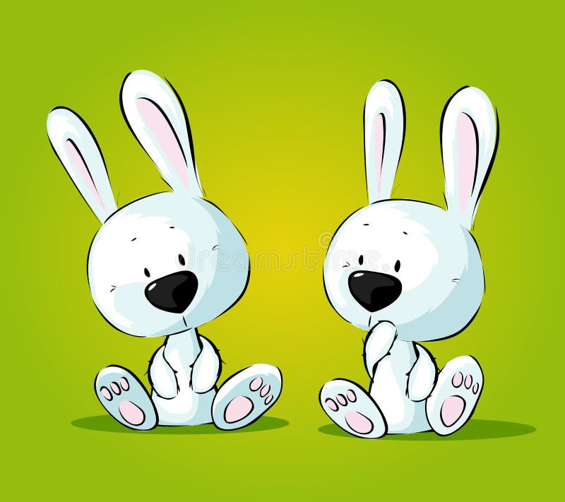 White Bunnies Twins - Vector Illustration Stock Vector - Illustration ...