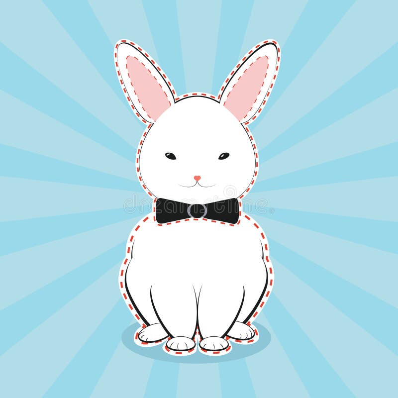 White Bunny with Bow stock vector. Illustration of graphic - 68527316