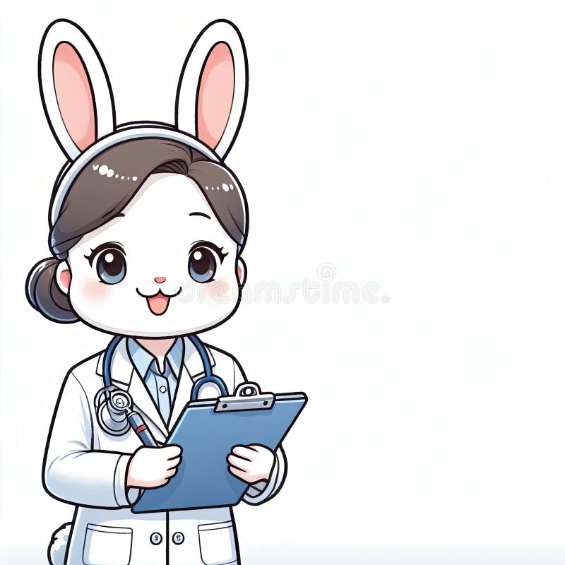 White Bunny Doctor Smiling Kindly Stock Illustration - Illustration of ...