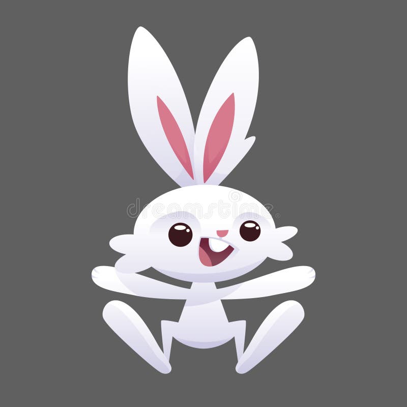 White Bunny is Jumping, Cartoon Style Vector Image, Easter Stock Vector ...