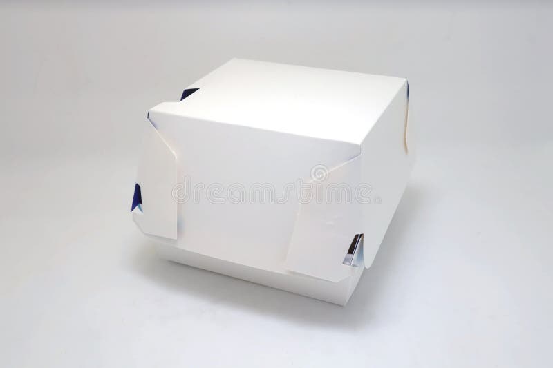 White Burger Carton Box Mock Up on White Background Stock Photo - Image ...