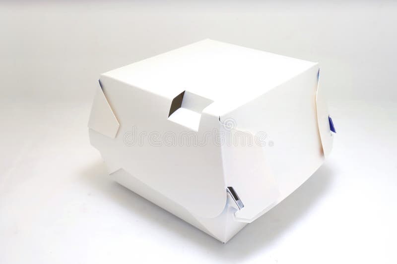 White Burger Carton Box Mock Up on White Background Stock Image - Image ...