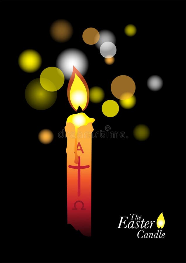 White Burning Easter Candle with Alpha Omega Symbol Stock Vector ...