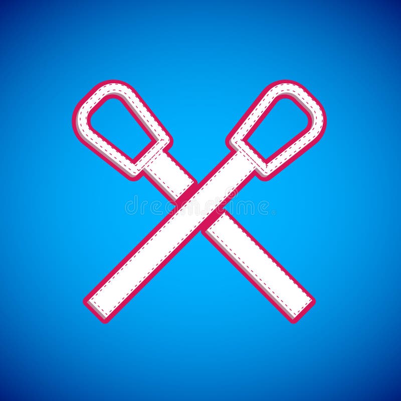 White Burning Match with Fire Icon Isolated on Blue Background. Match ...