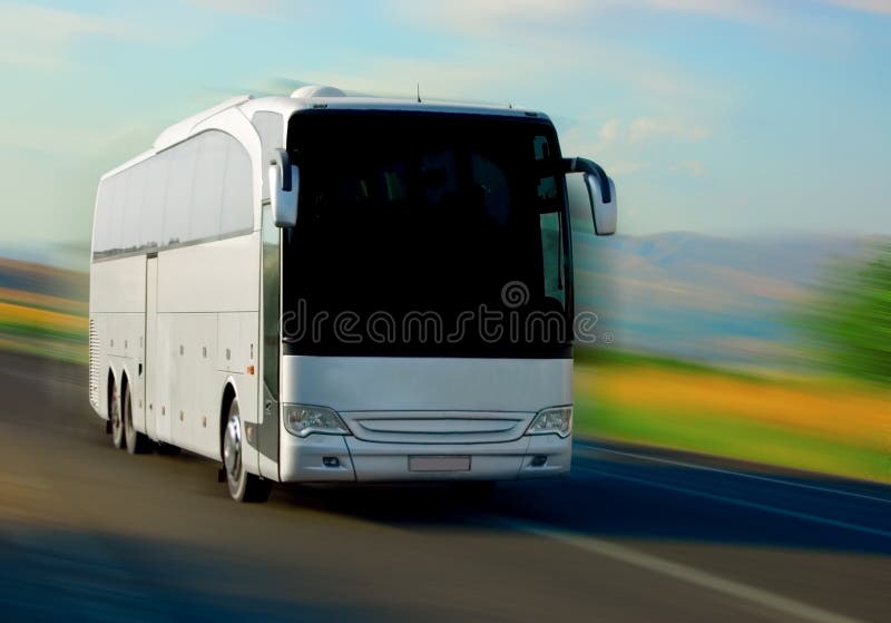 White bus stock photo. Image of highway, driving, destinations - 139438140