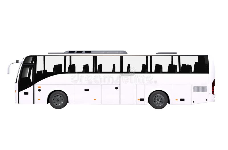 White Bus Side View Isolated Stock Illustration - Illustration of ...