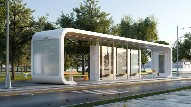 White Bus Stop on Roadside stock image. Image of sitting - 315827319