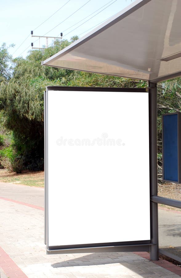 White Bus stop Sign stock photo. Image of advertising - 13976608