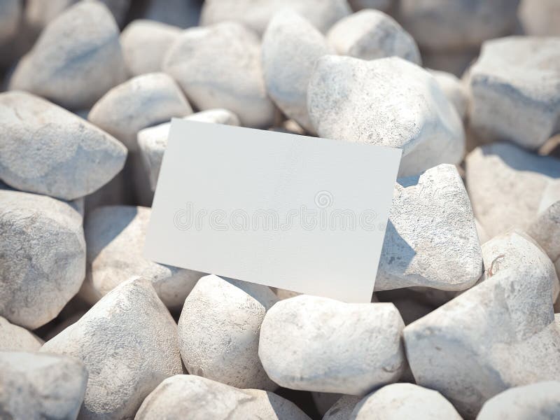 White Business Card on Pebble. 3d Rendering Stock Illustration ...