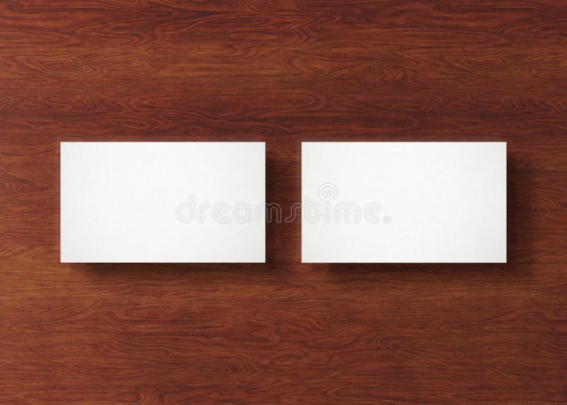 White Business Card Stack on Wooden Desk 3D Rendering Stock ...