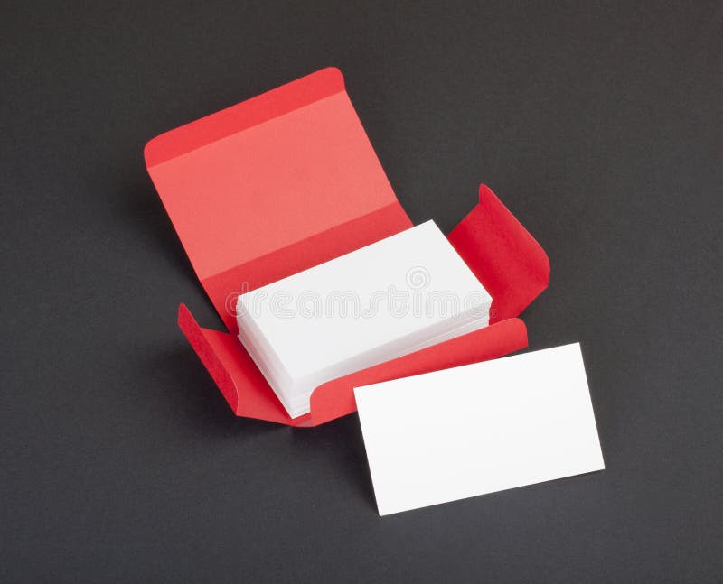 White Business Cards in the Red Box. Stock Photo - Image of detailed ...