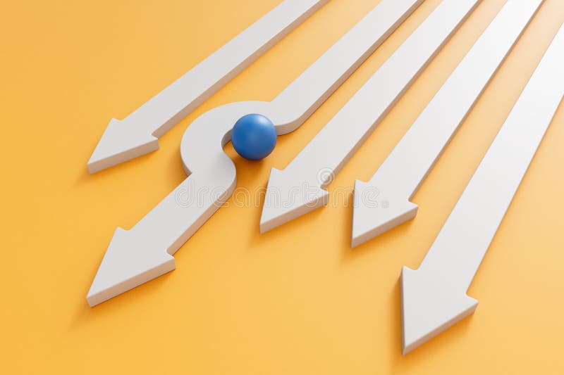 A White Business Direction Arrow Moves Around an Obstacle that is in ...