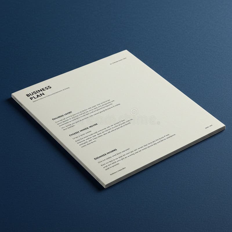 White Business Plan Document Resting on a Blue Textured Surface. the ...