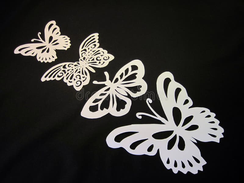 White Butterflies. Paper Cutting. Stock Image - Image of pattern ...