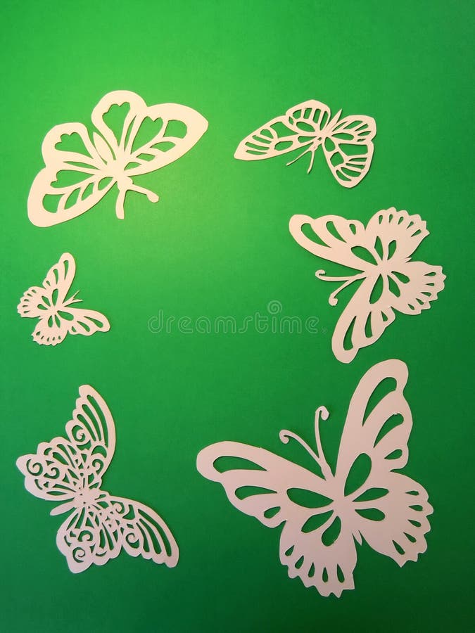 White Butterflies. Paper Cutting. Stock Image - Image of pattern ...