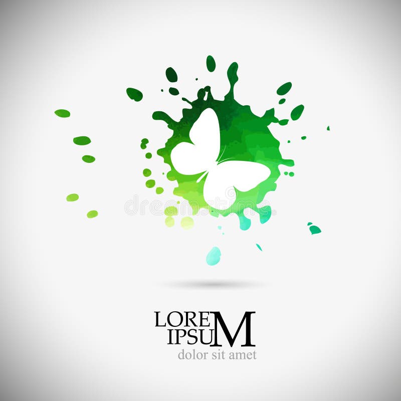 White Butterfly on a Colored Blot Logo. Vector Illustration Stock ...