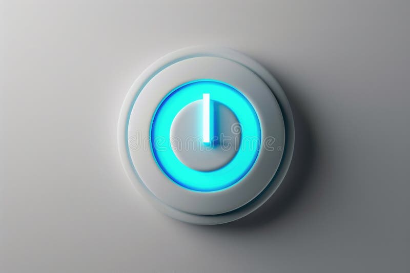 A White Button with a Blue Light Illuminated on it. Suitable for ...