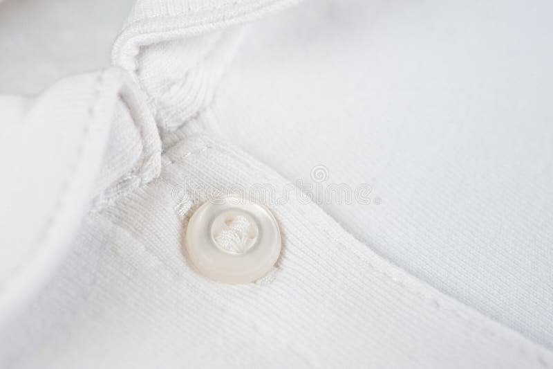 White Button Sewn on a Woolen Fabric Shot Close-up Stock Photo - Image ...