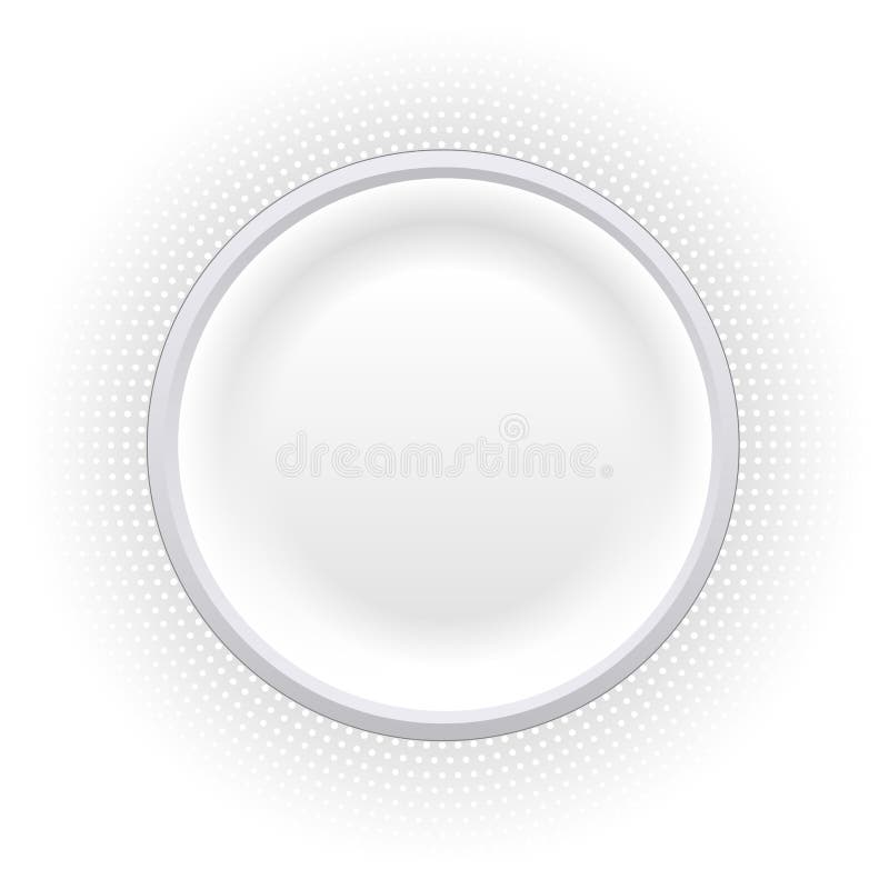 White Button with Silver Ring and Halftone Pattern Around Stock Vector ...