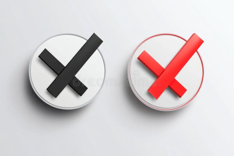 A White Button with Two Crosses, One Red and One Black, Used As a ...