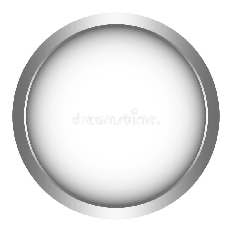 White Button Vector with Silver Frame on White Isolated Back. Stock ...