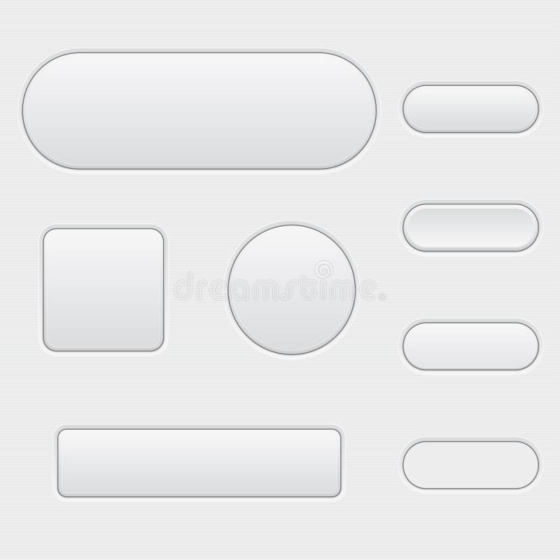 White Buttons. Blank Set of Matted Interface Icons Stock Vector ...