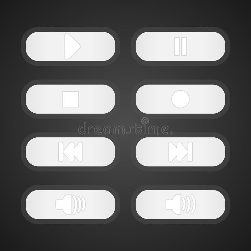 Vector White Buttons Control Music. Stock Vector - Illustration of ...