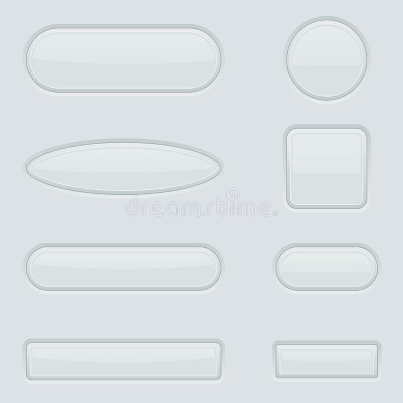 White Buttons for User Interface, Simple Circle 3D Modern Design Stock ...