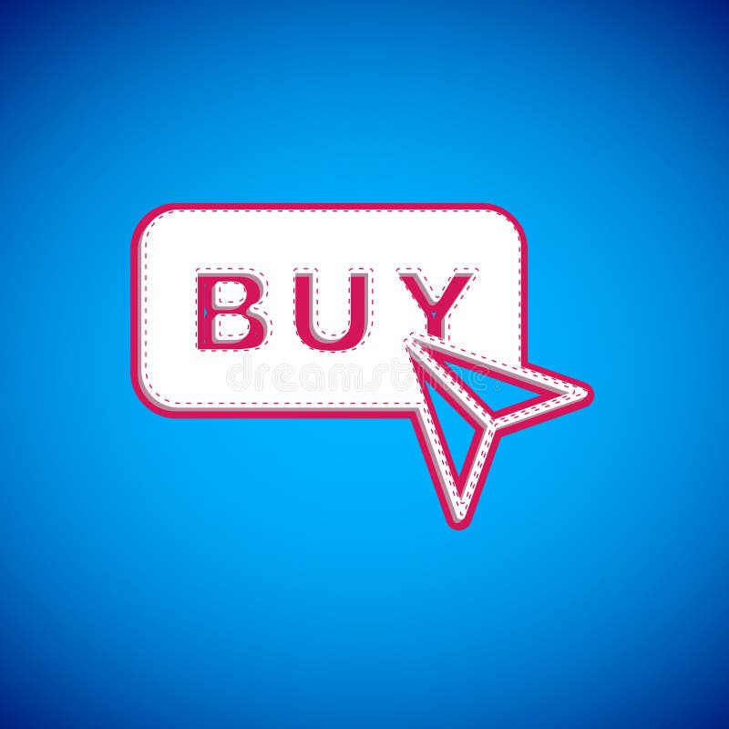 White Buy Button Icon Isolated on Blue Background. Vector Stock Vector ...
