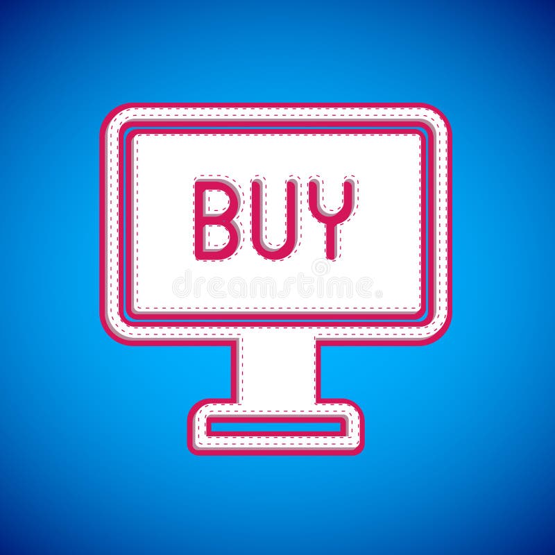 White Buy Button Icon Isolated on Blue Background. Vector Stock Vector ...