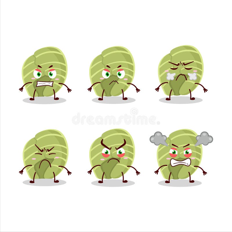 White Cabbage Cartoon Character with Various Angry Expressions Stock ...