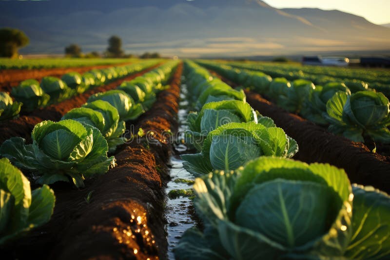 White Cabbage Growing in a Field in a Garden Bed Stock Photo - Image of ...