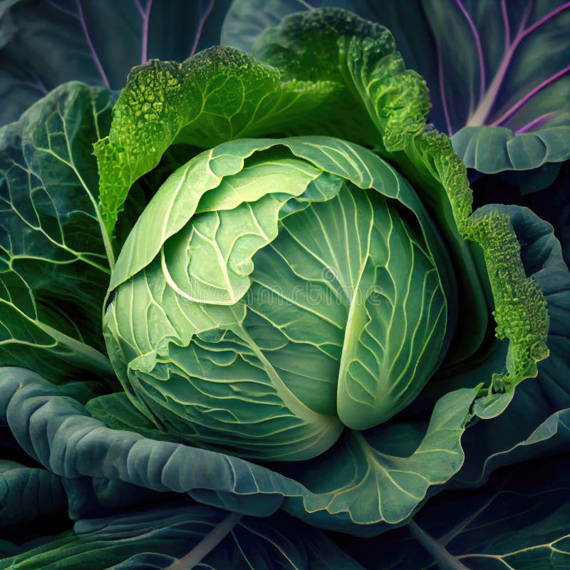 White Cabbage. Head of White Cabbage Growing in Vegetable Garden Stock ...