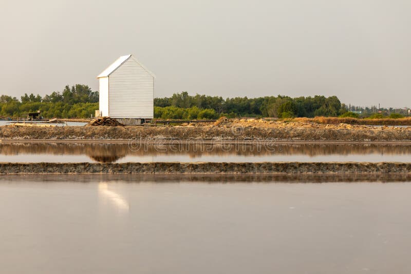 White cabin near the river stock image. Image of rural - 261296767