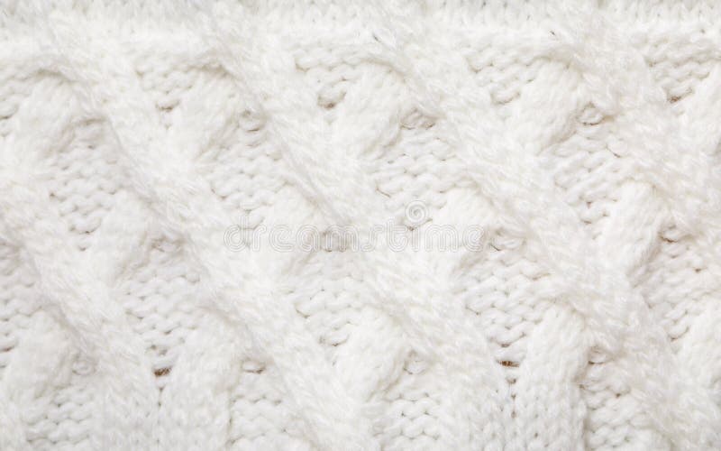 White Cable Knitting Fabric Textured Background Stock Photo - Image of ...