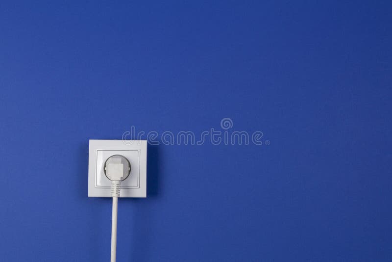 White Cable and Electrical Sockets on Geometric Yellow Red Blue Navy ...