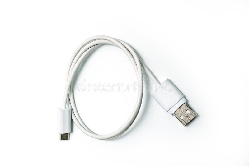 White Micro USB To USB Cable Stock Photo - Image of font, chain: 230563754