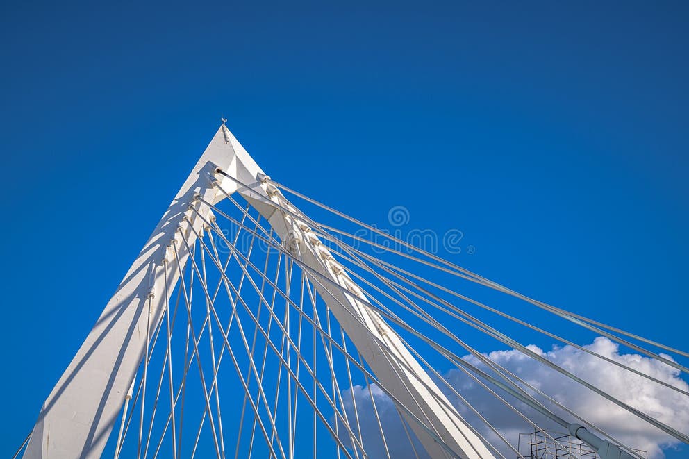 White Cables Connecting To Bridge on Display. Stock Image - Image of ...