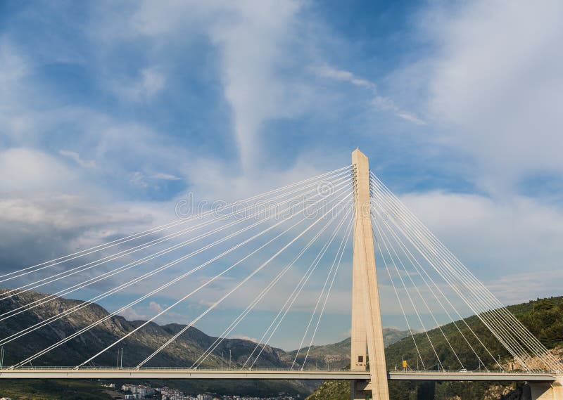 White Cables Over Span of Suspension Bridge Stock Image - Image of ...